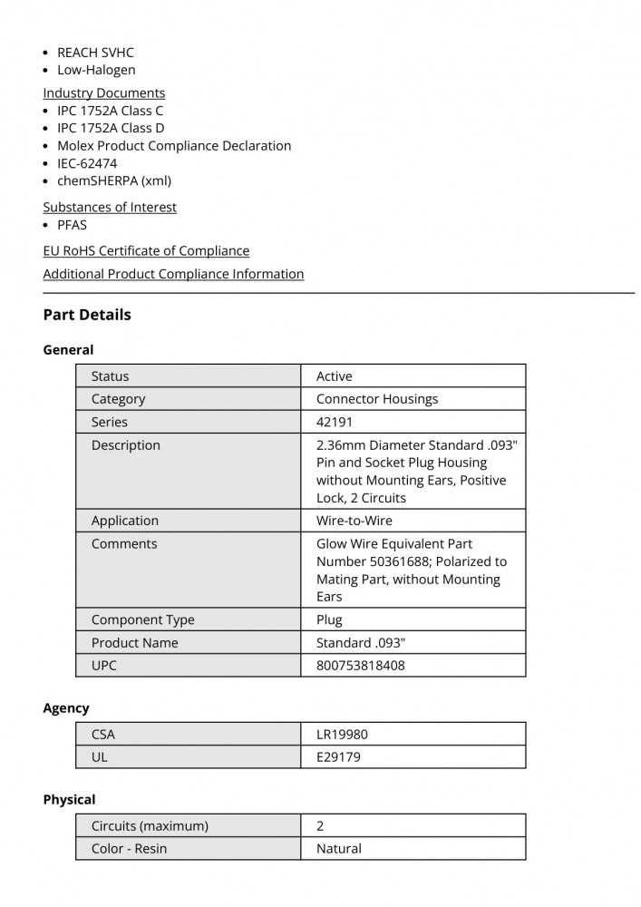 Molex technical document page 2