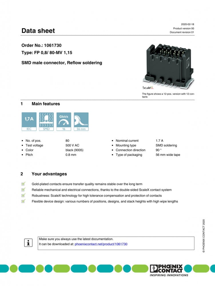 Phoenix Contact 1061730 technical document page 1