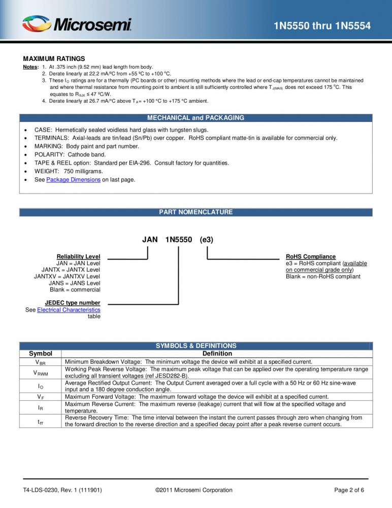 JANTX1N5553 datasheet page 2