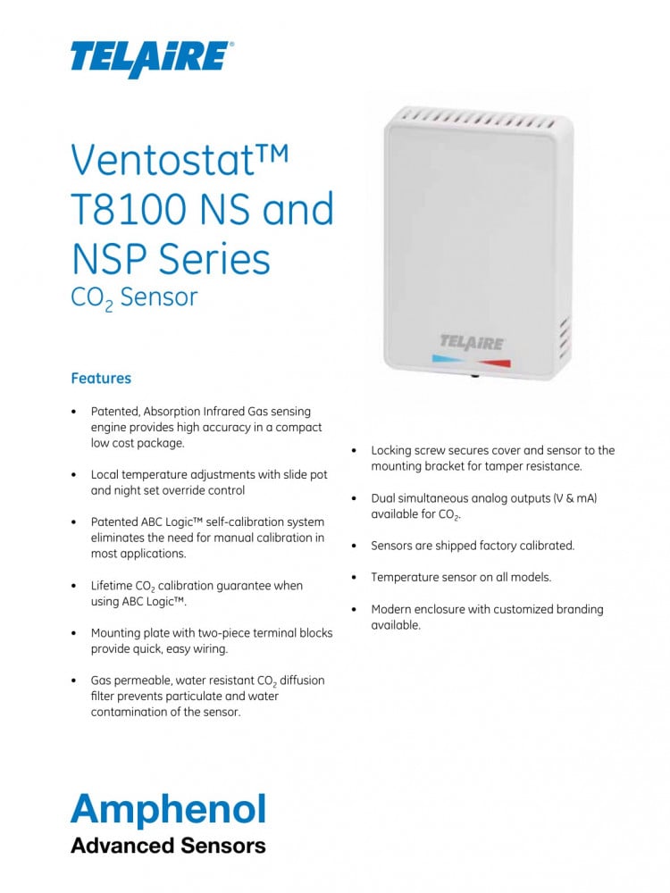 Amphenol T8100-NS product document page 1