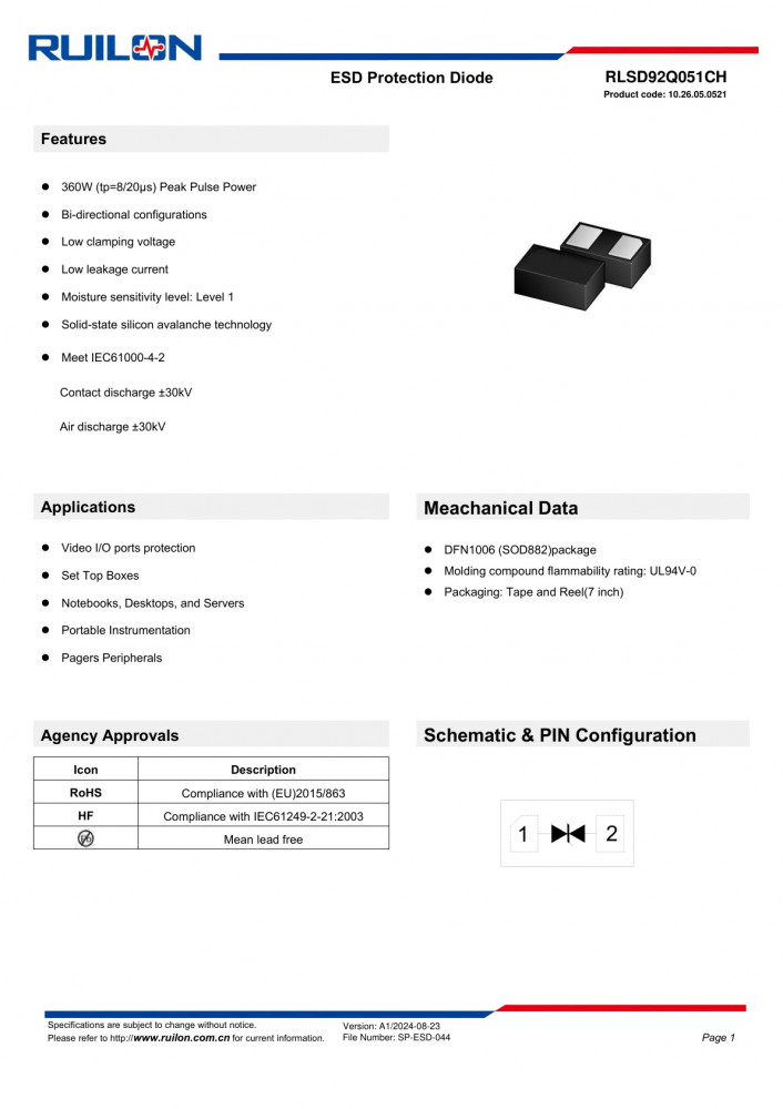 RLSD92Q051CH technical document page 1