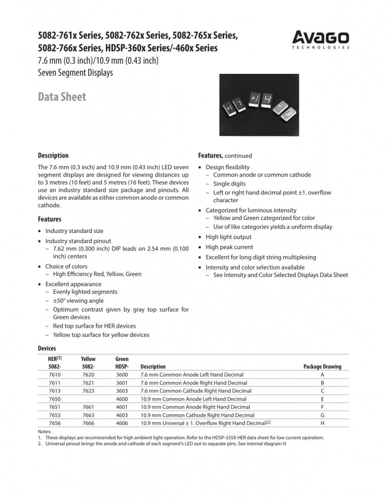 5082-7651 datasheet page 1