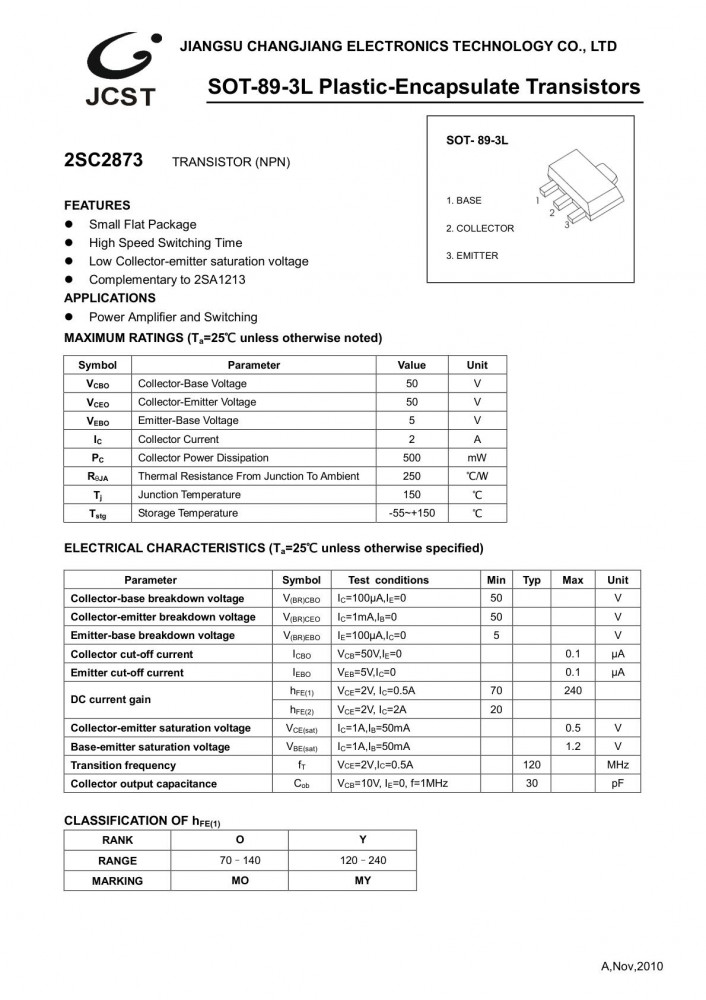 2SC2873 datasheet page 1