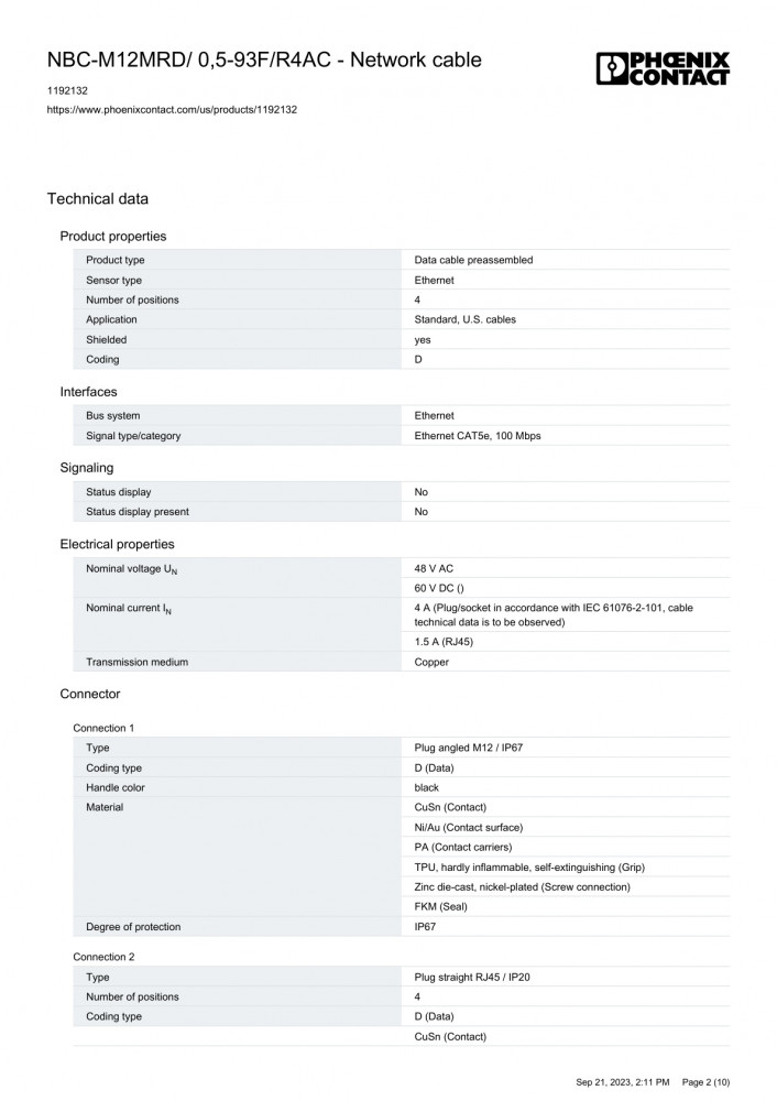 Phoenix Contact 1192132 technical document page 2