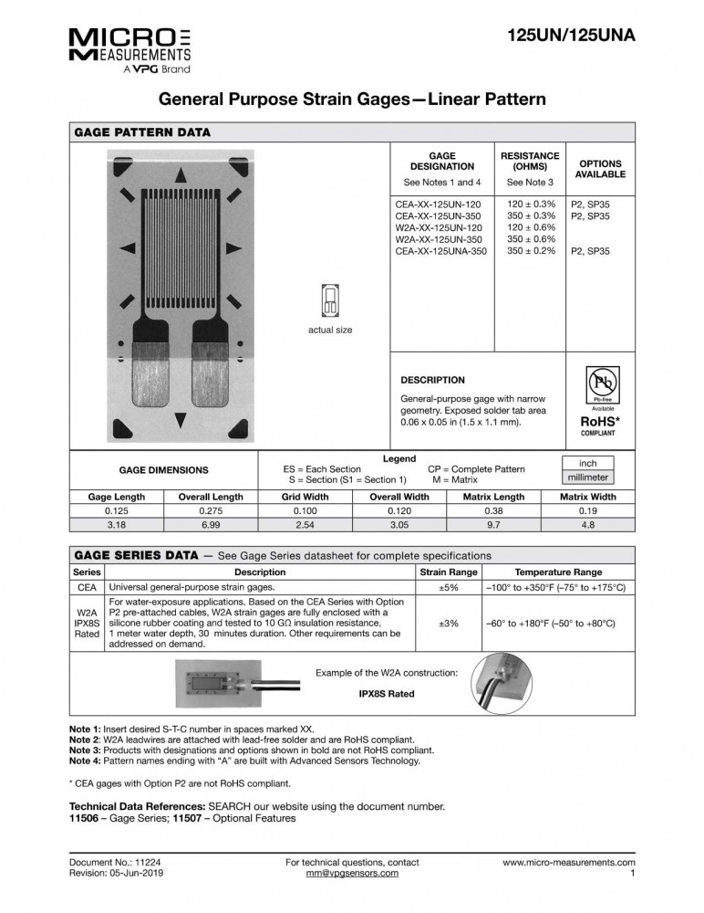 MMF404326 strain gage technical document page 1