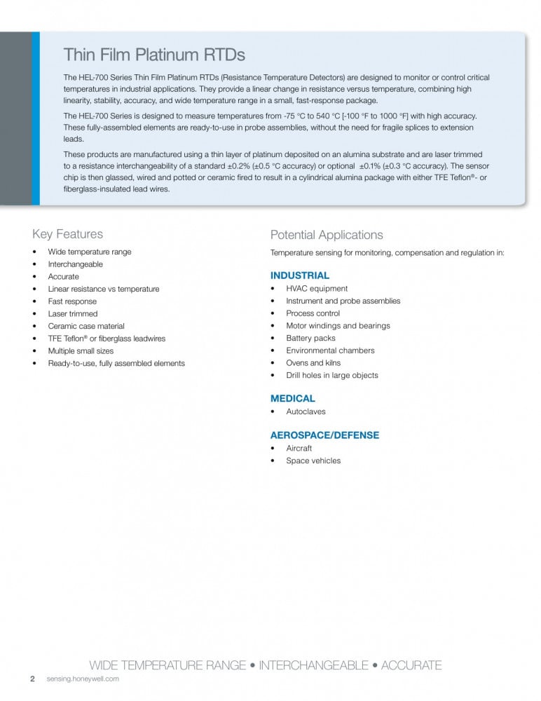 Honeywell HEL-700 Series datasheet page 2