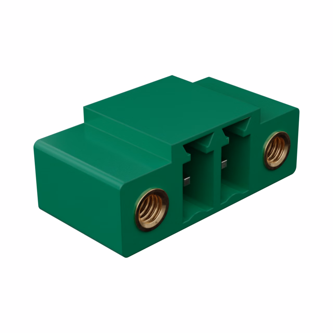 3.81mm Pitch Eurostyle Right-Angle PCB Header, with Threaded Retention Inserts, Green Housing, 2 Circuits for sale