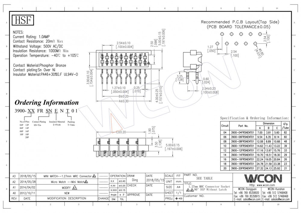 Wcon 3900-10FRSNENT01 technical drawing preview