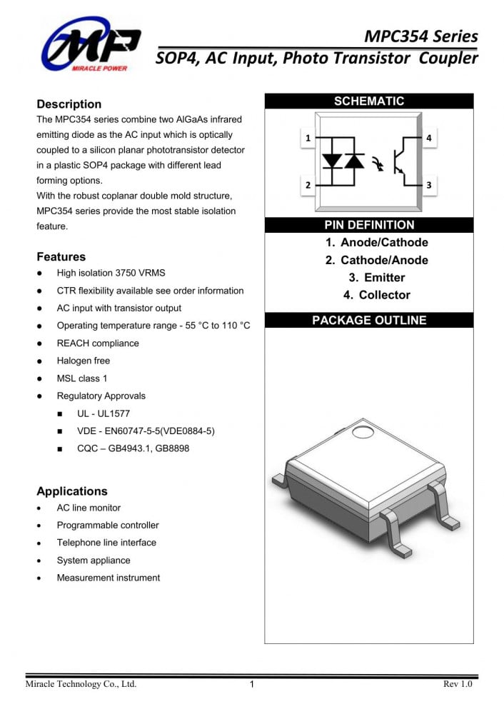 MPC354 datasheet page 1