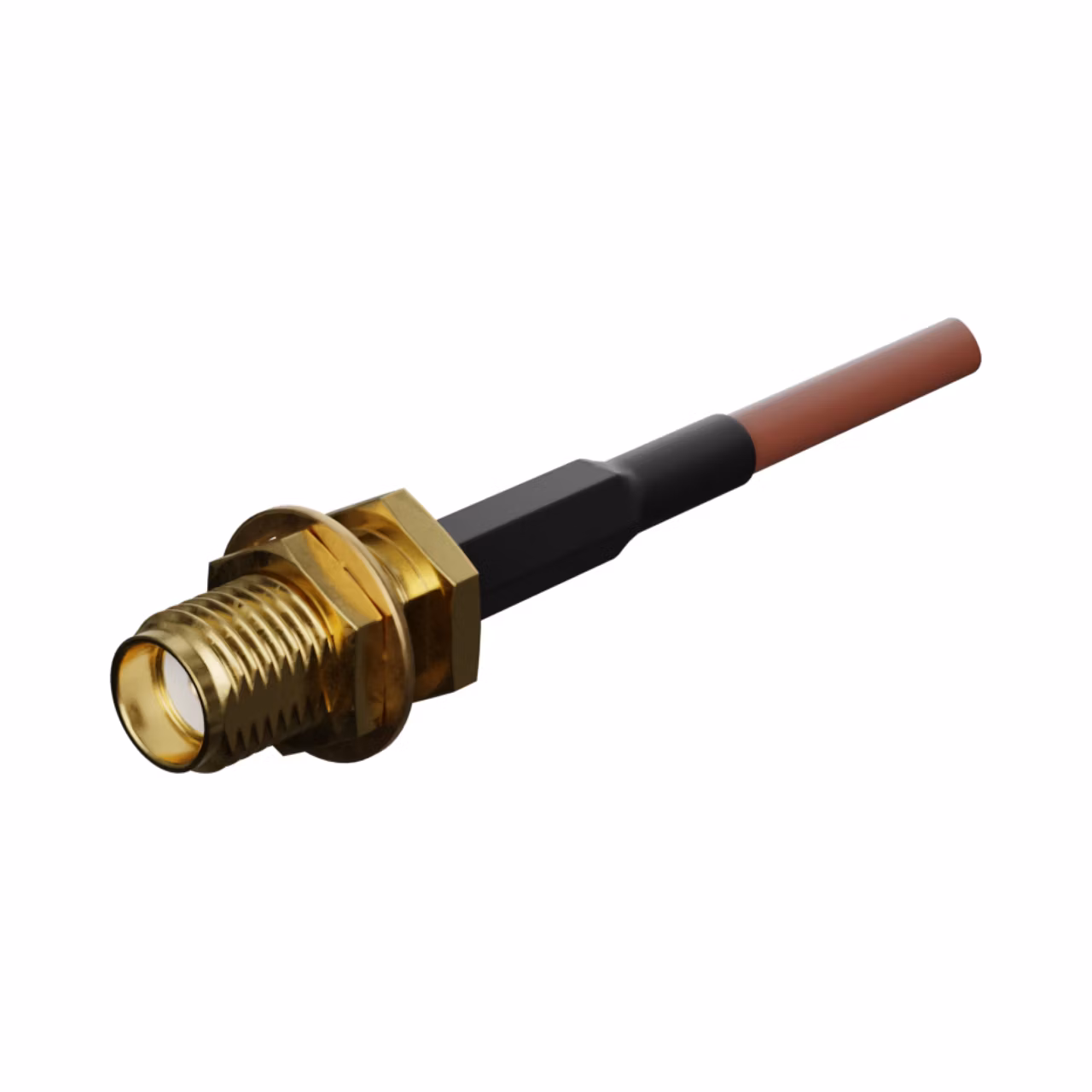 SMA Jack, Straight, Bulkhead, Crimp, RG-174, RG-188 and RG-316 Cable, with  Shrink Tube, Brass Body, Gold (Au) Plated, Bag, 50 Ohms for sale
