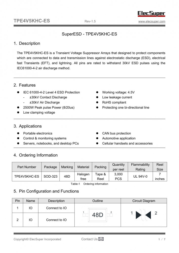 TPE4V5KHC-ES datasheet page 1