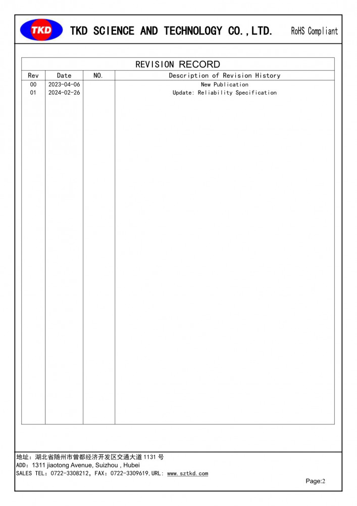 TKD SX20Y040000B61T005 datasheet page 2
