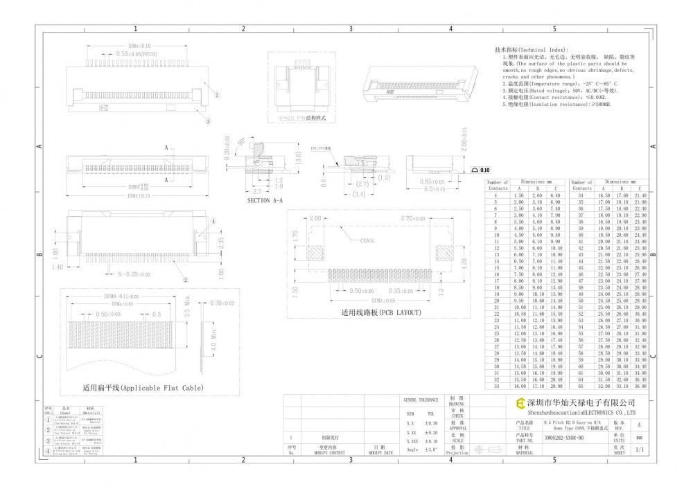 HCTL XW05202-070R-00 technical document page