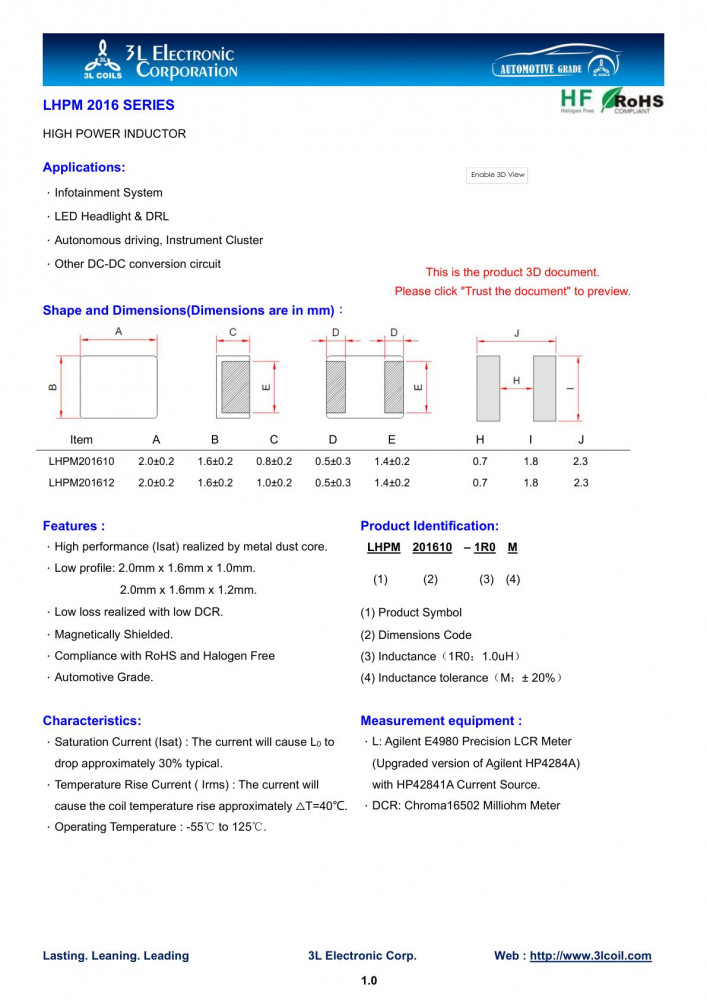 LHPM201612 product documentation image 1