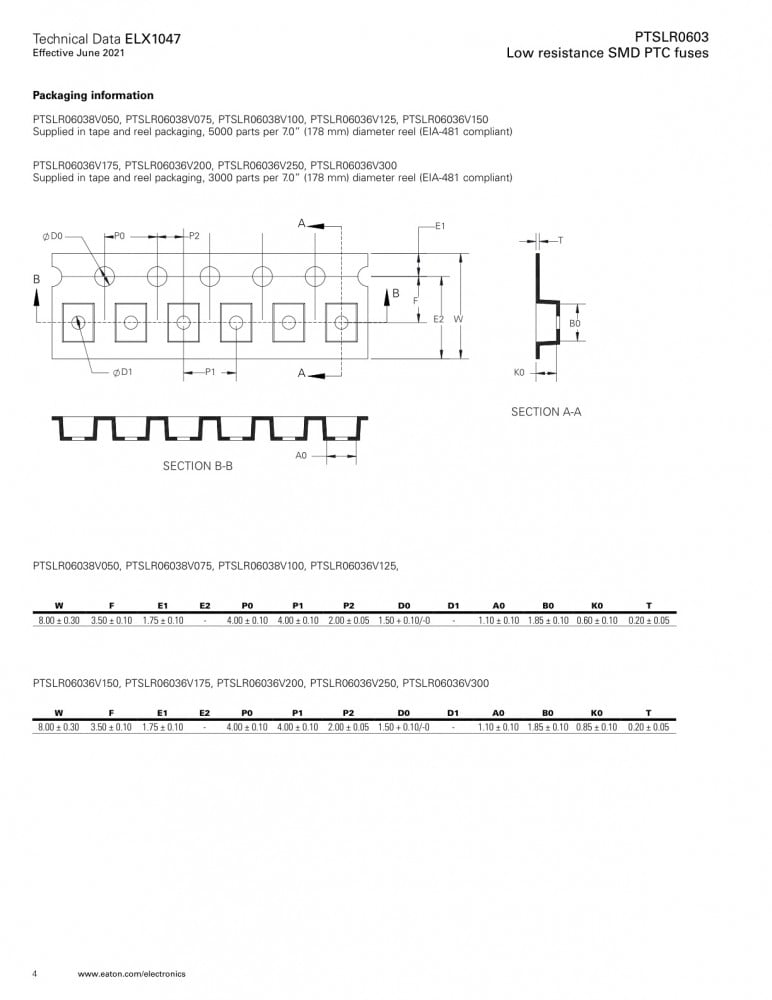 EATON PTSLR0603 datasheet page 4