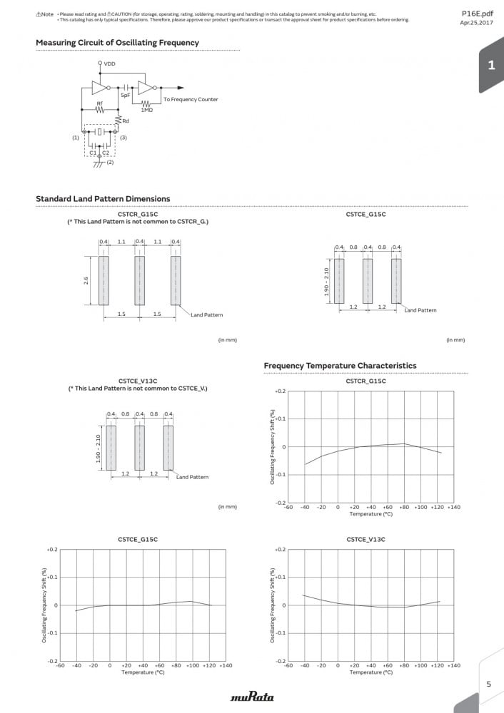 Murata ceramic resonator catalog page 7