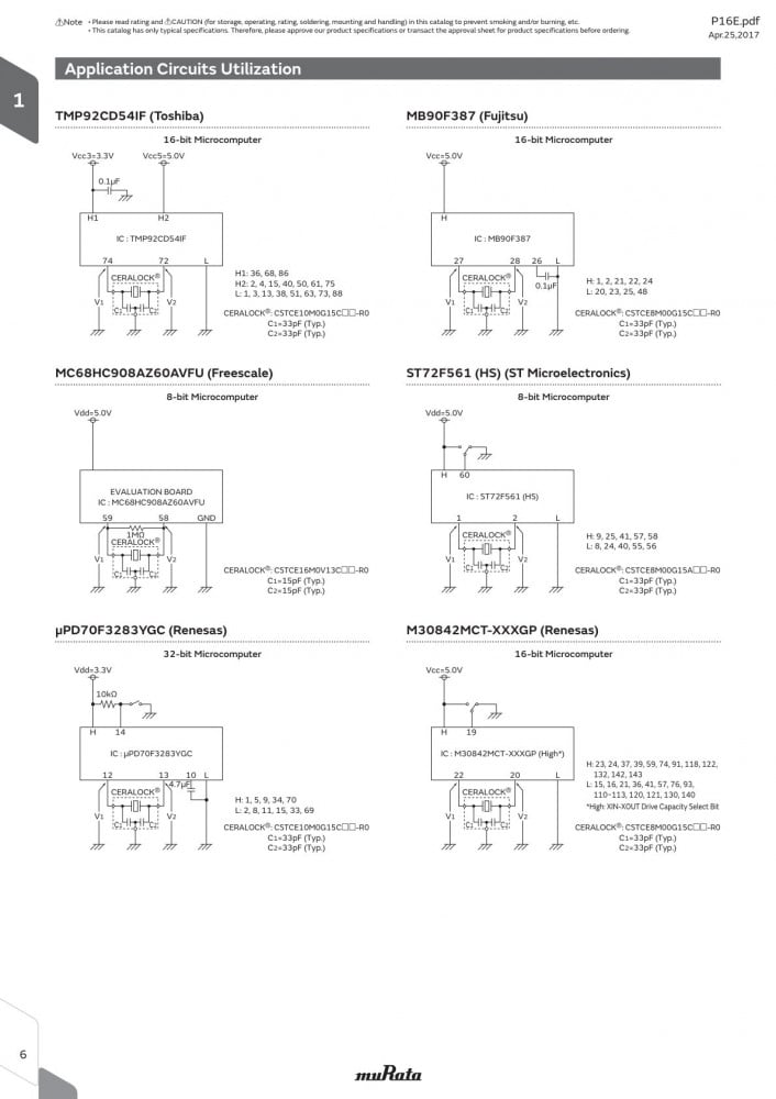 Murata ceramic resonator catalog page 8