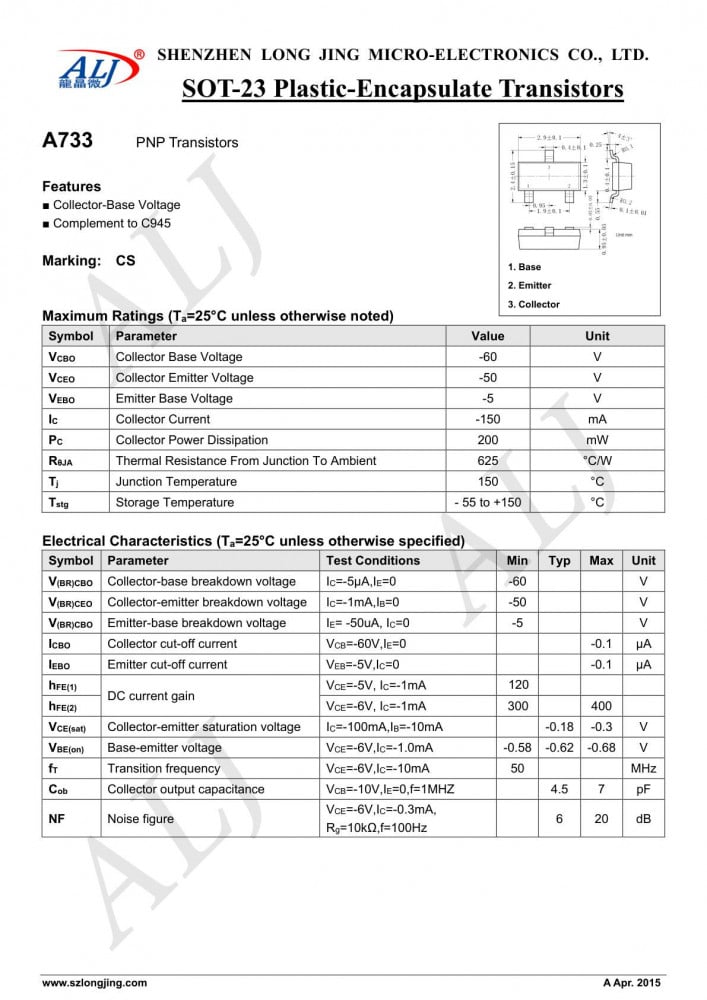 ALJ A733 datasheet page 1