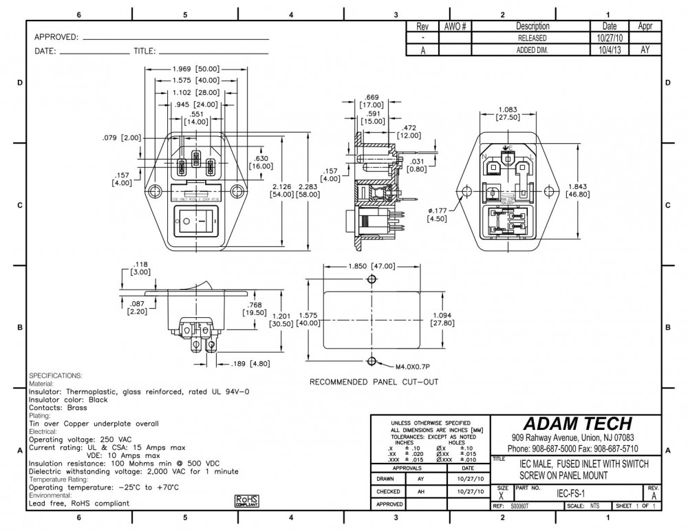 ADAM TECH IEC-FS-1 technical drawing preview