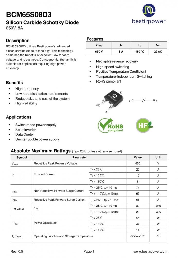 BCM65S08D3 datasheet page 1
