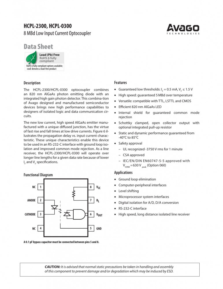 HCPL-0302-060E datasheet page 1