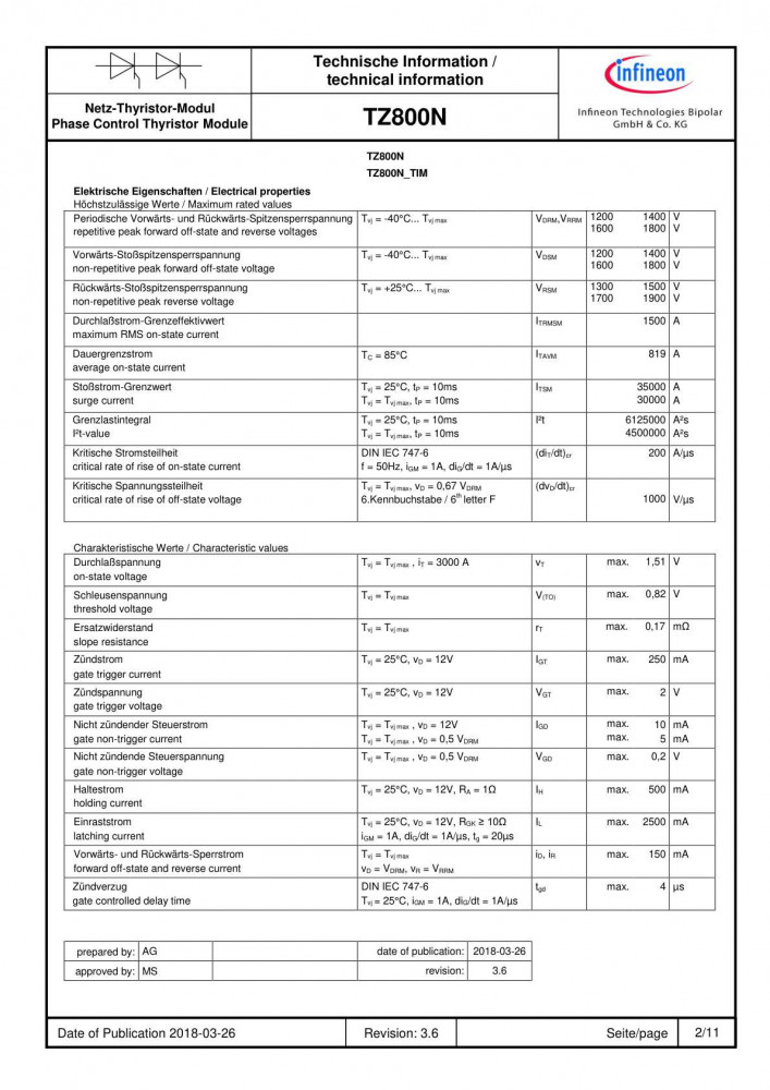 TZ800N technical document page 2