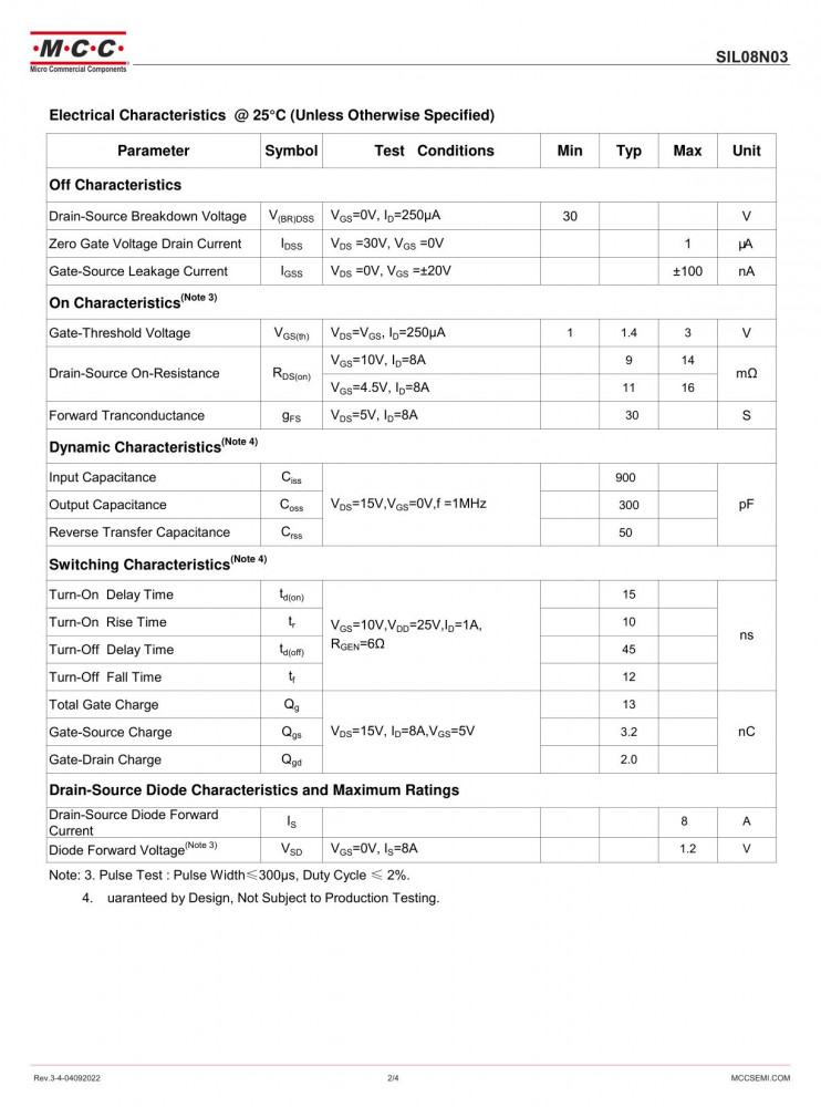 SIL08N03-TP datasheet page 2