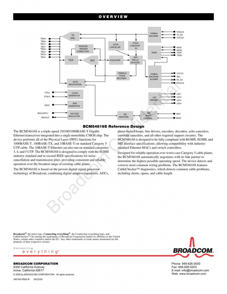 BCM54616SC0IFBG technical document page 2