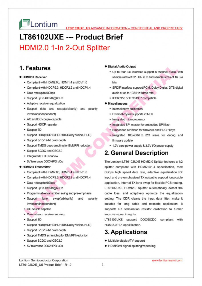 LT86102UXE product brief page 1