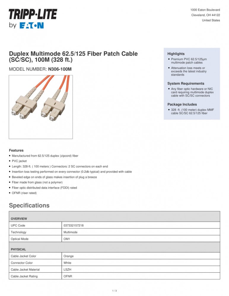 N306-100M technical document page 1