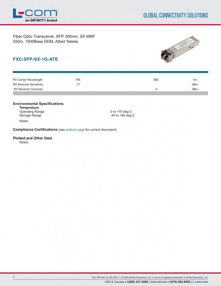 FXC-SFP-SX-1G-ATE datasheet page 2