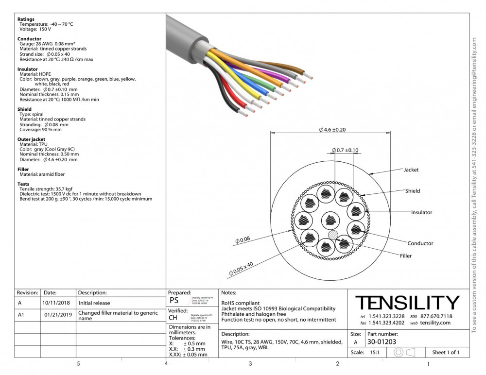 Tensility International 30-01203 cable drawing preview