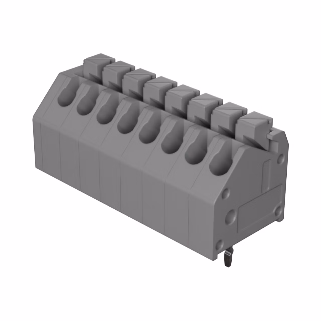 3.50mm Pitch, Eurostyle Fixed-Mount Push-Button Terminal Block, 45° Modular, 5A, 20-16 AWG, Light Gray, 8 Circuits for sale