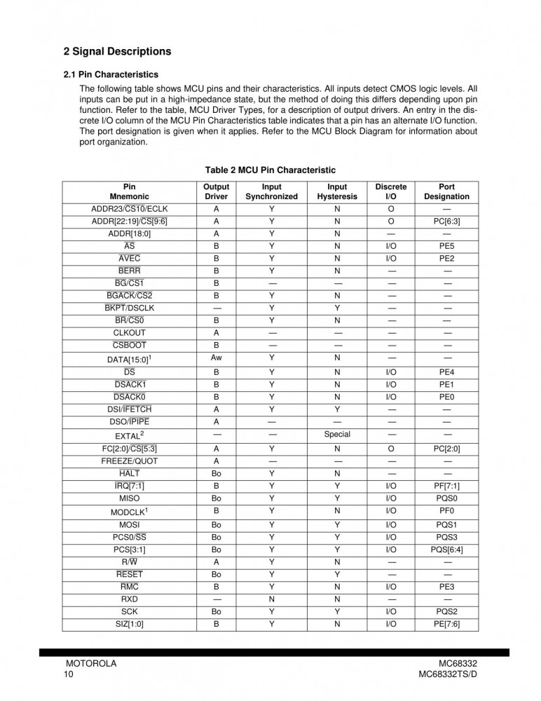 MC68332 datasheet page 10