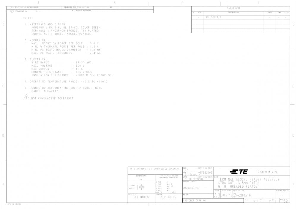 TE Connectivity 284516 drawing page 2