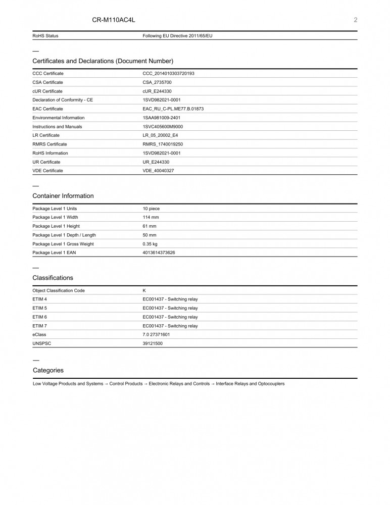 ABB CR-M110AC4L technical document page 2