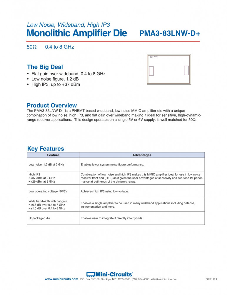 PMA3-83LNW-DG+ technical document page 1