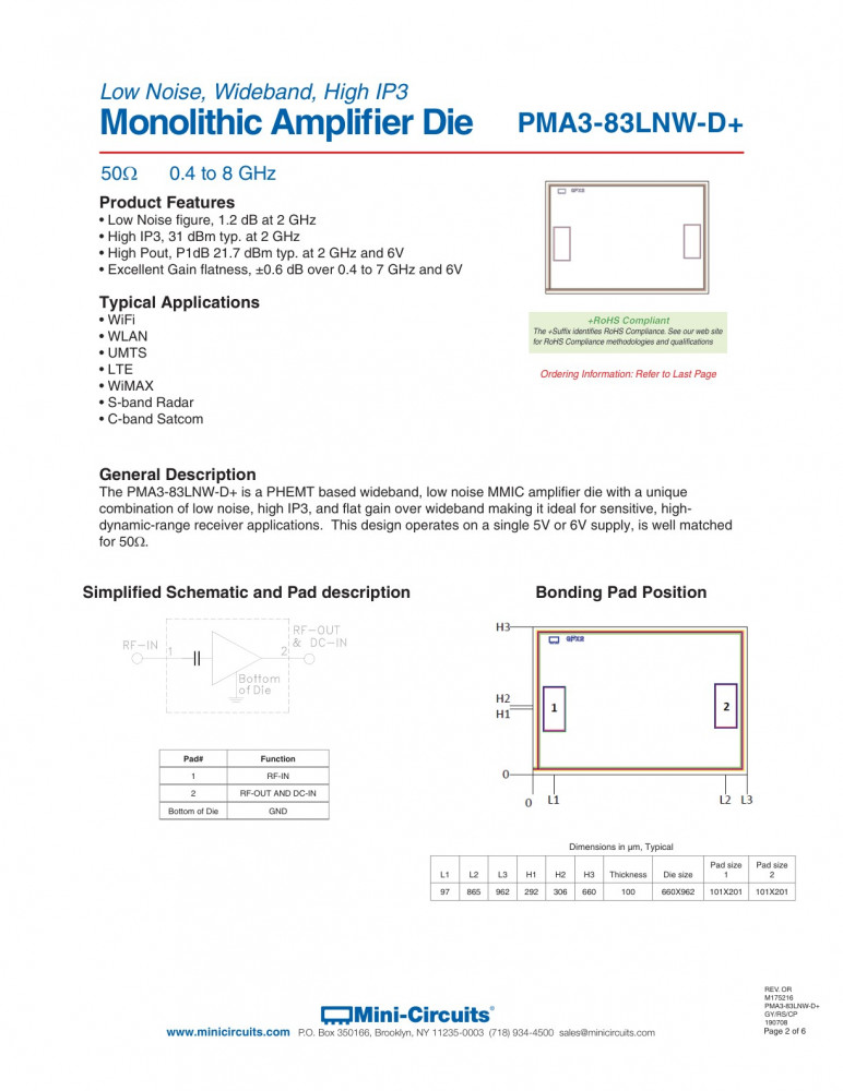 PMA3-83LNW-DG+ technical document page 2