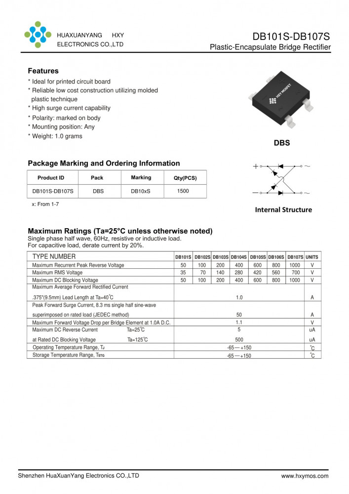 DB107S datasheet page 1