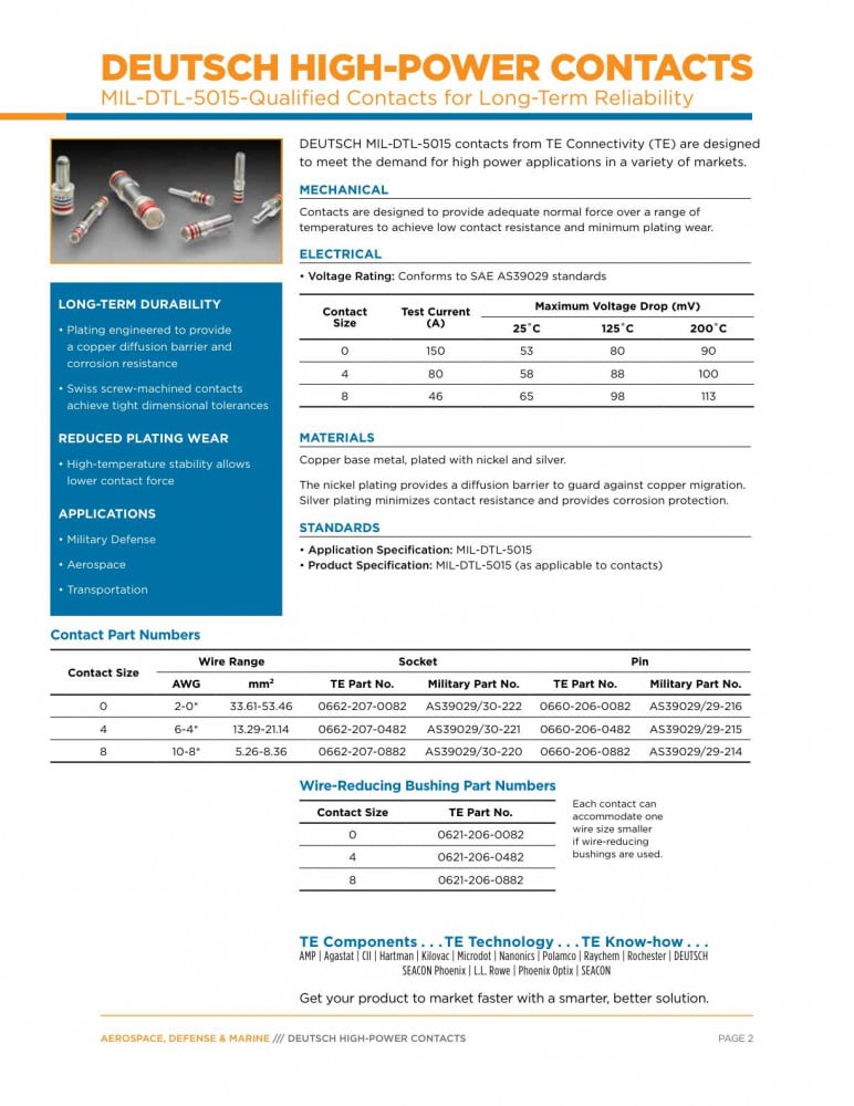 DEUTSCH high-power contacts document page 2