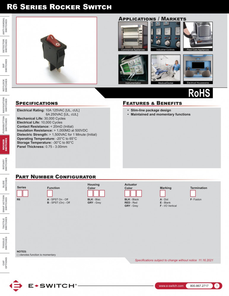 R6 series switch technical documentation page 1