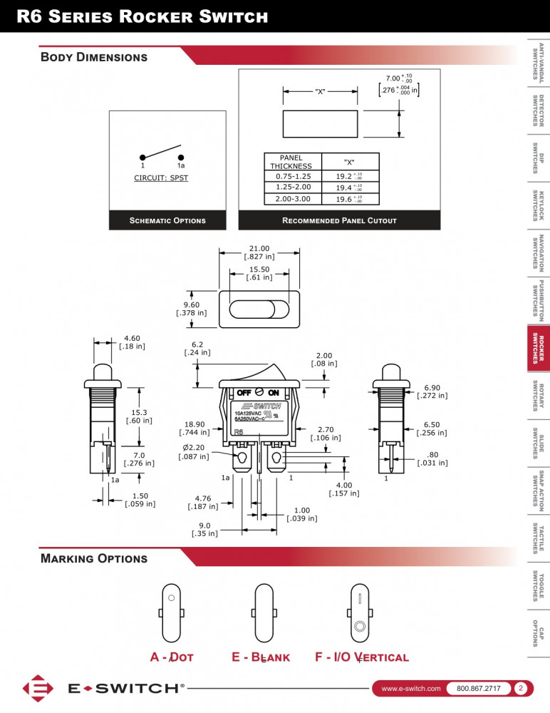 R6 series switch technical documentation page 2