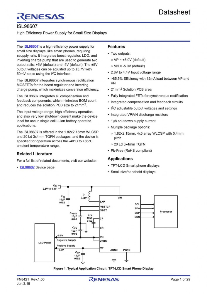 ISL98607 technical document page 1