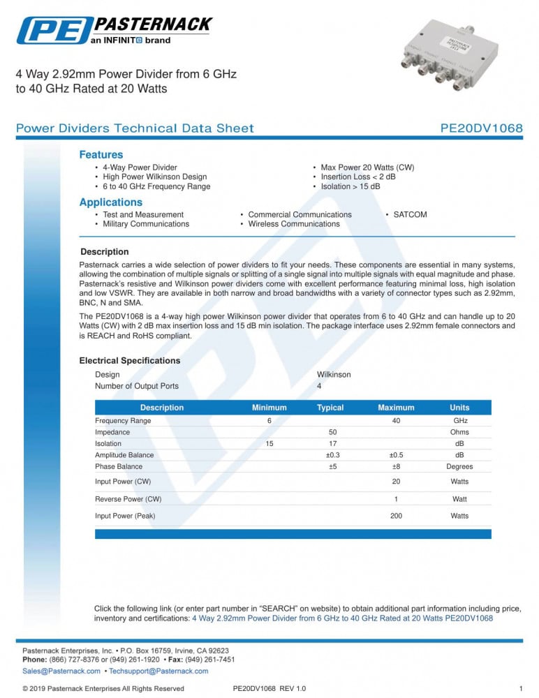 PE20DV1068 datasheet page 1