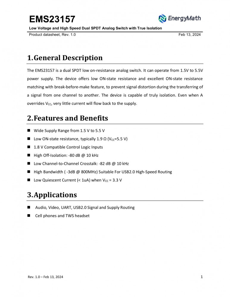 EMS23157MS datasheet page 1