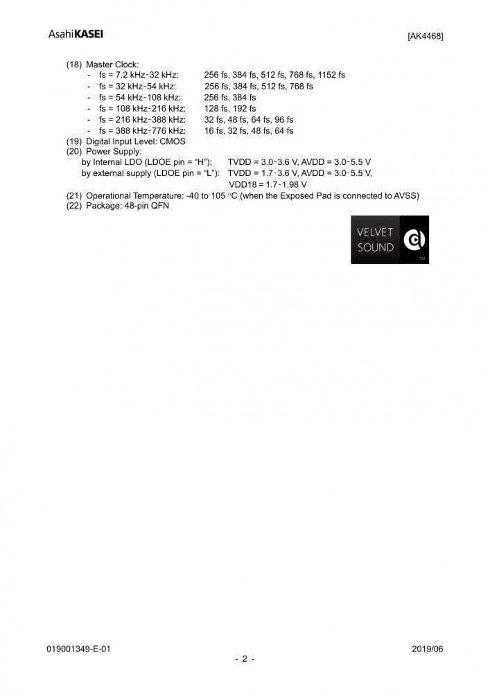 AK4468 datasheet page 2