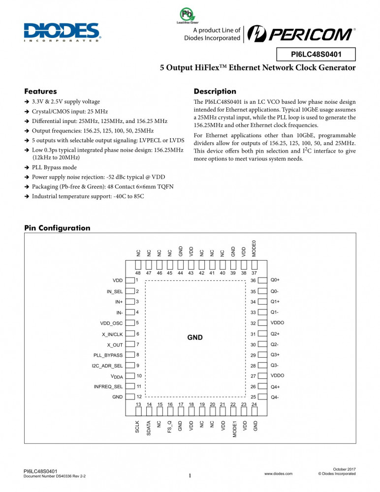 PI6LC48S0401 datasheet page 1