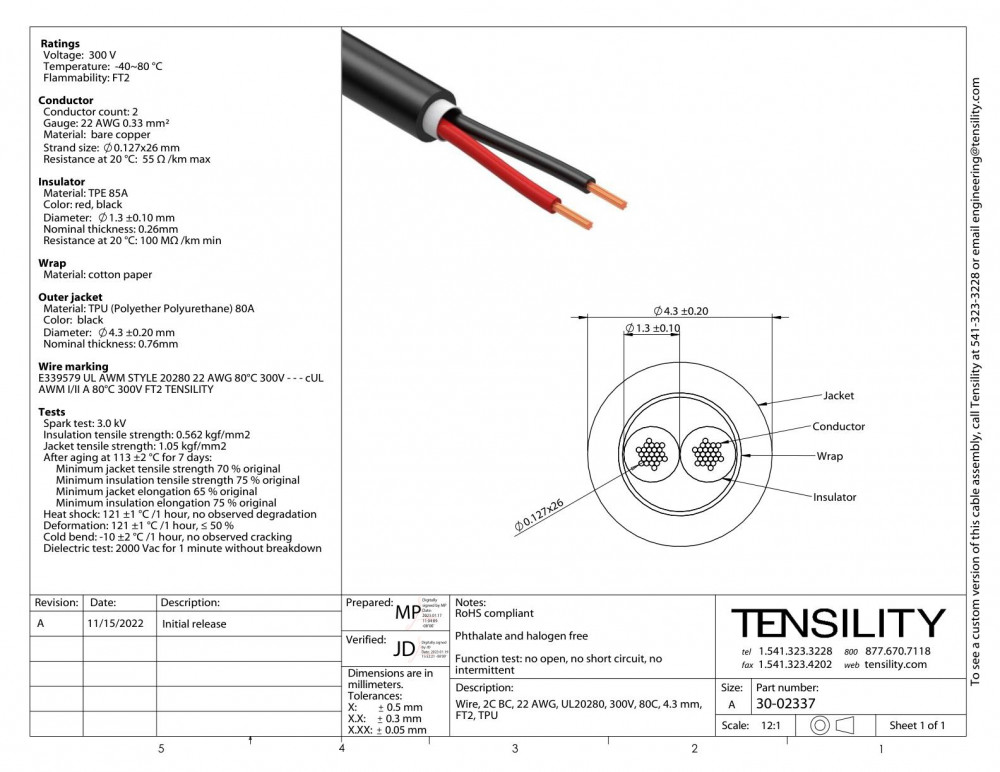 Tensility International 30-02337 product drawing
