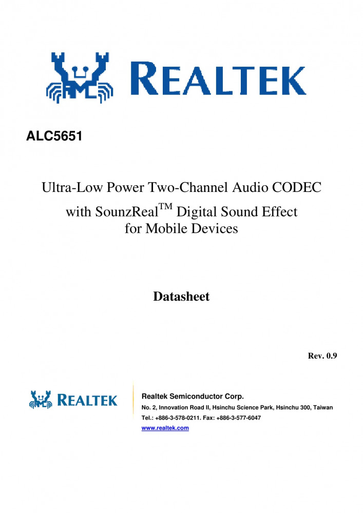 ALC5651 datasheet page 1