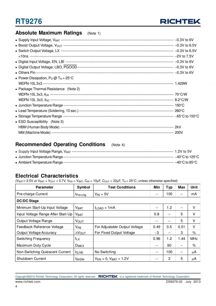 RT9276GQW datasheet page 4